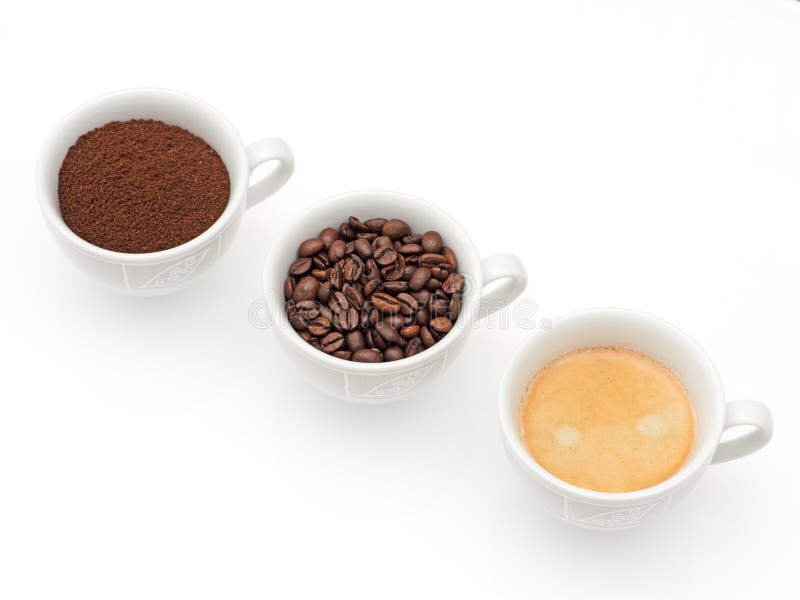 Three cups with coffee stock photo. Image of stimulating - 55496130
