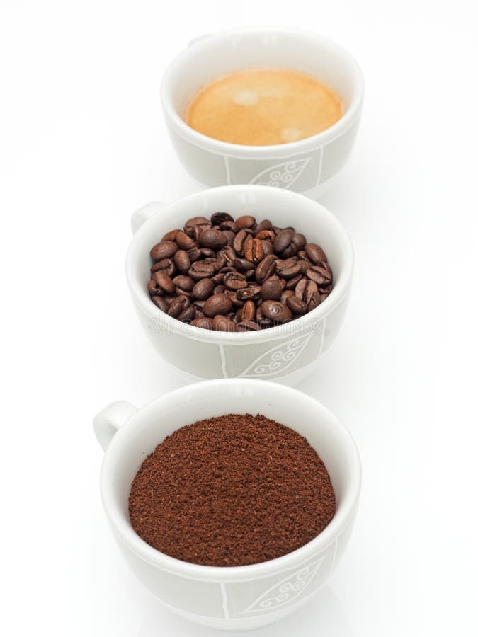 Three cups with coffee stock image. Image of enjoy, caffeine - 55496131