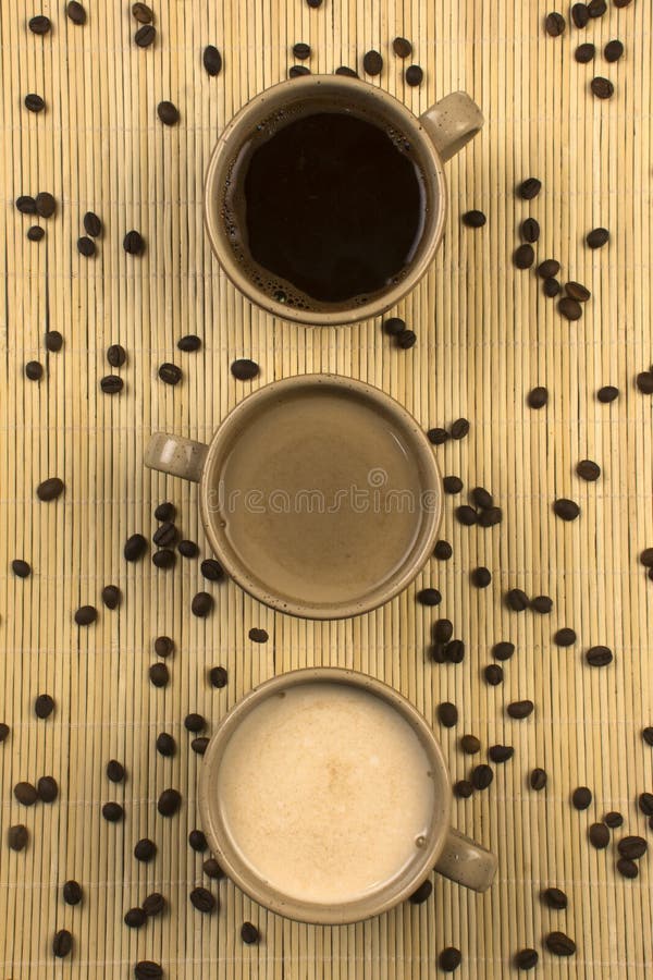 Three cups of coffee stock photo. Image of natural, drink - 71693160
