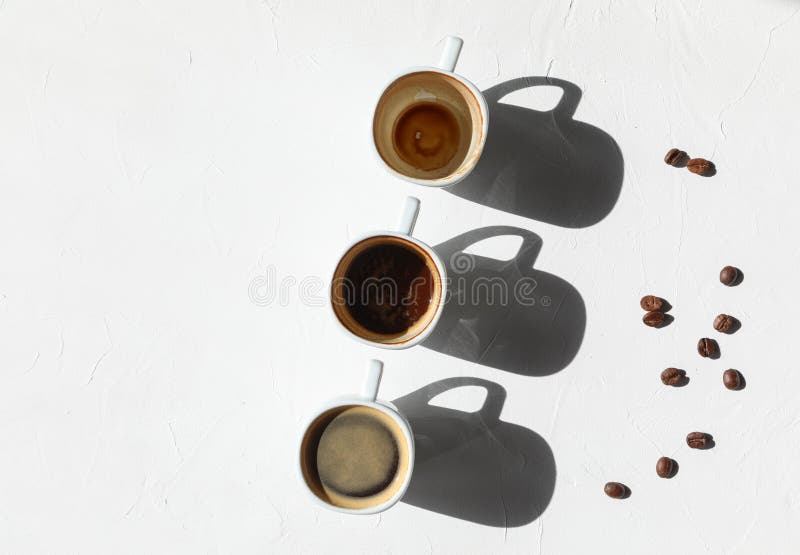 Three Cups of Coffee - Full, Half, and Empty - Coffee Concept with Copy ...