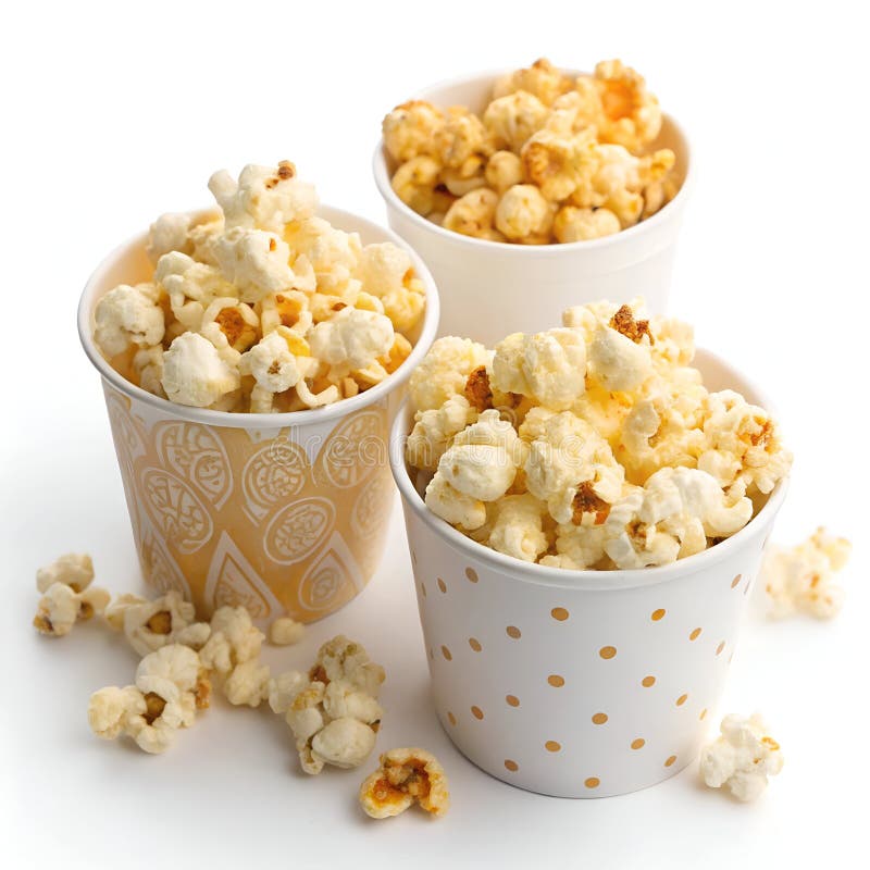 Three Cups of Popcorn stock illustration. Illustration of time - 356587422