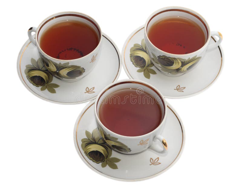 Three cups of tea stock image. Image of kitchen, beverage - 13019507