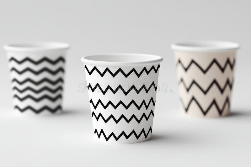 Three Cups with Zigzag Patterns on Them Stock Illustration ...