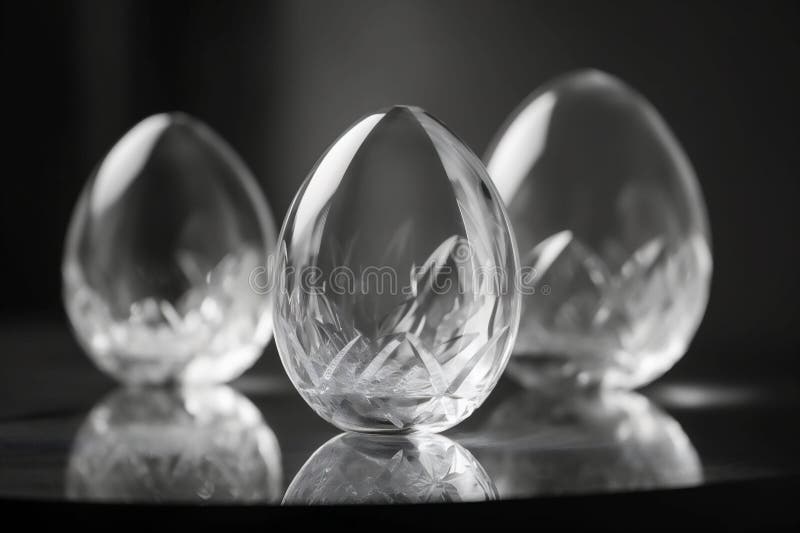 Three Cut Crystal, Glass or Diamond Easter Eggs are Displayed on a ...