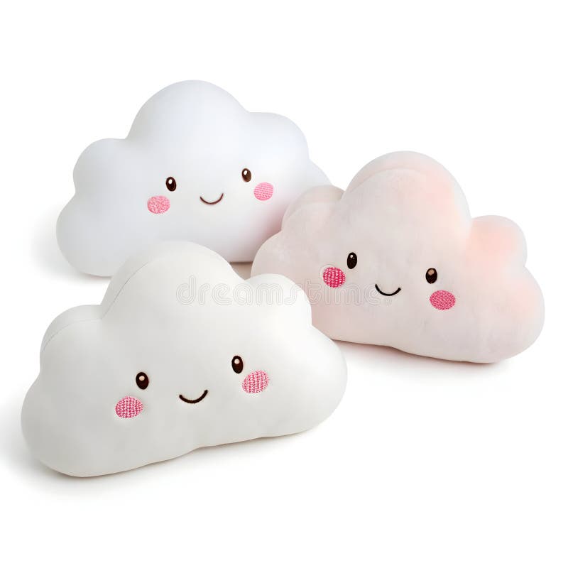 Three Cloud Adorable Isolated on White Background Stock Illustration ...