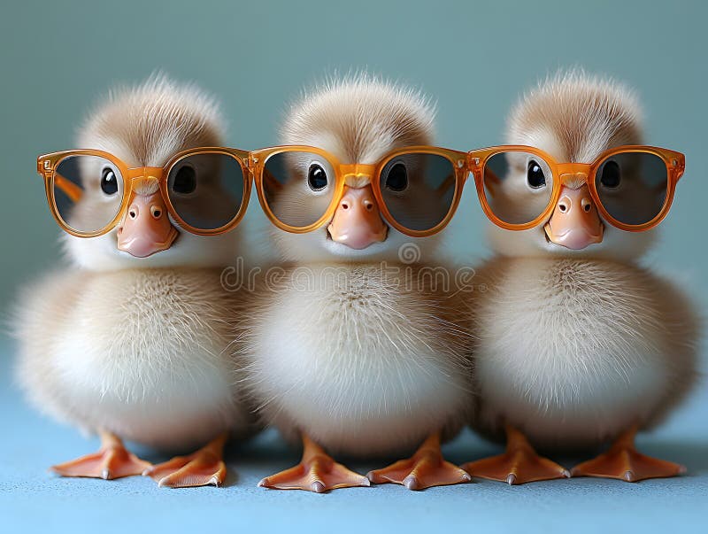 Three Cute Ducklings in Sunglasses – Fun and Adorable Spring Concept ...