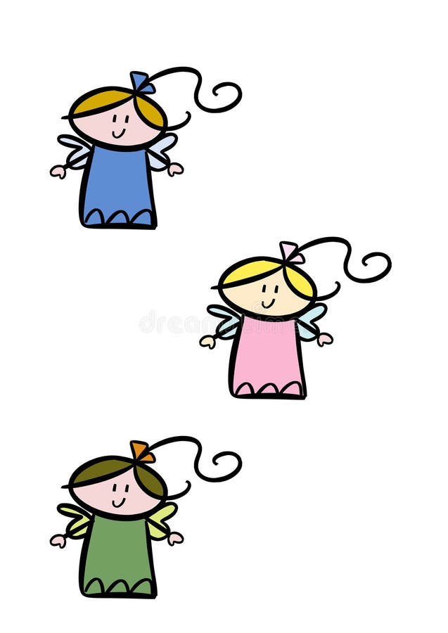 Three Cute Little Angel Girls Stock Vector - Illustration of child ...