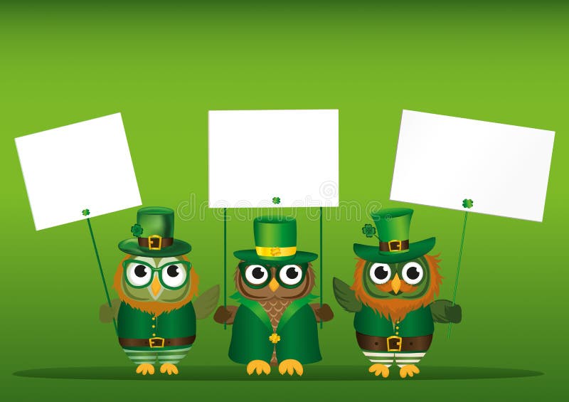 Three Cute Owls with a Beard and Mustache in a National Costume Stock ...