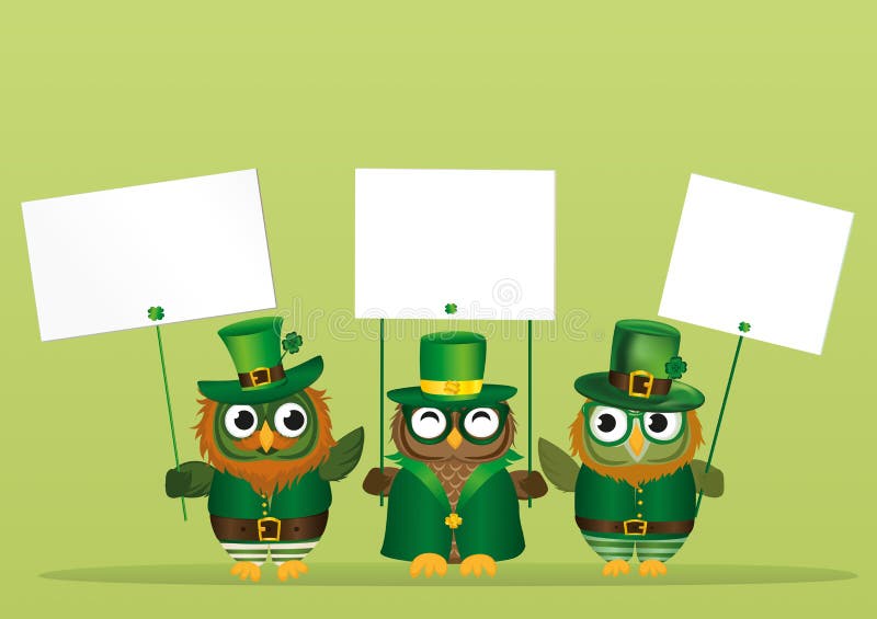 Three Cute Owls with a Beard and Mustache in a National Costume Stock ...