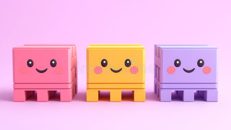 Three Cute Pixel Art Blocks on Pink Background Stock Illustration ...
