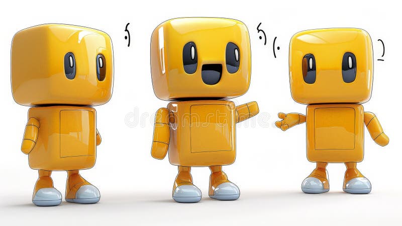Three Cute Robots stock illustration. Illustration of futuristic ...
