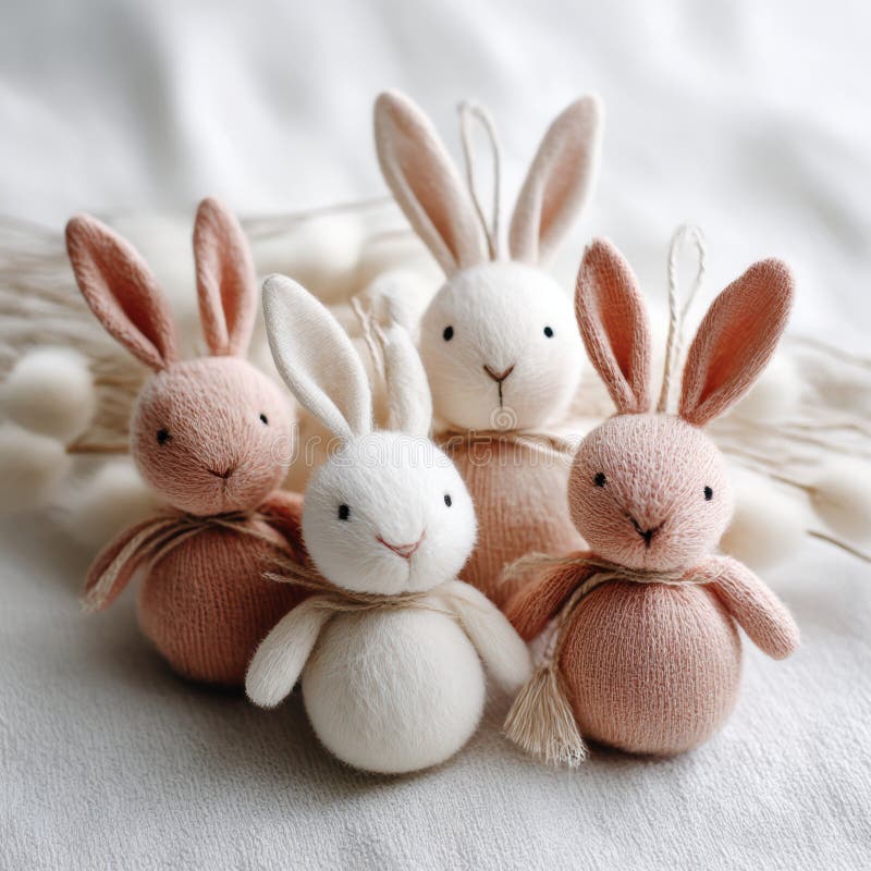 Three Cute Stuffed Animals Nestled in a Basket, Perfect for an Easter ...