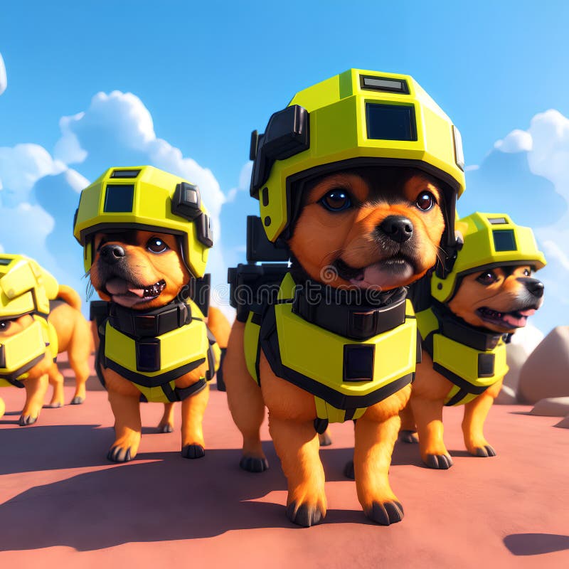 Three Cute Special Anti Terrorist Dogs Unit Officers, AI Generated ...