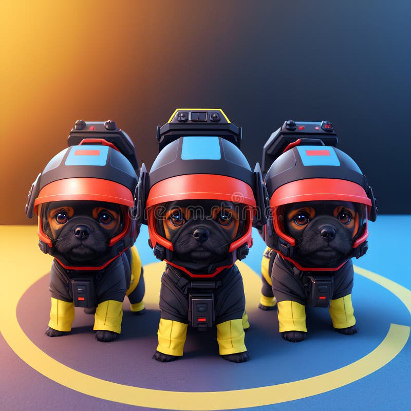 Three Cute Special Anti Terrorist Dogs Unit Officers, AI Generated ...