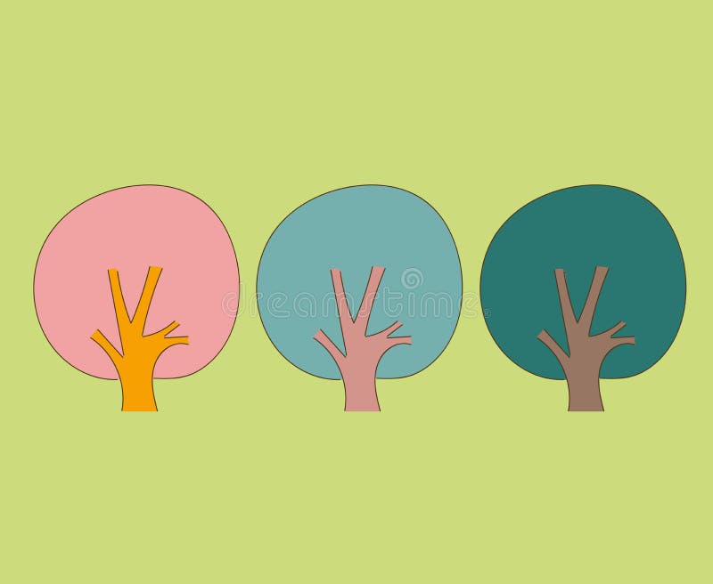Three cute tree stock illustration. Illustration of seamless - 90601184