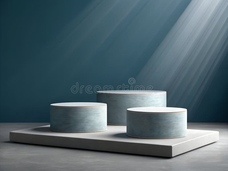 Three Platforms on Sand in Desert. Mockup for Product Display Stock ...