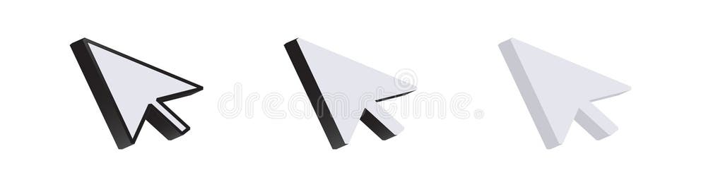 Three 3d Computer Cursors in Various Styles Stock Illustration ...