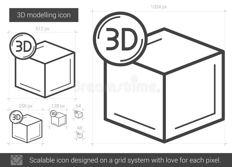 3d Modelling Vector Line Icons Set. 3D, Modelling, Modeling, CAD ...