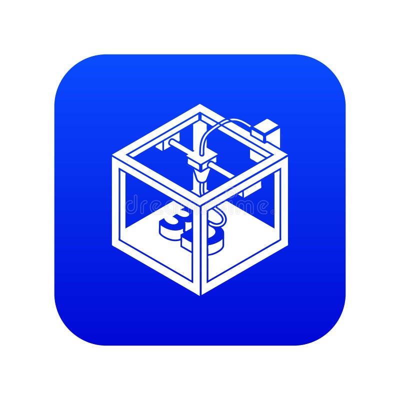 Three D Printer Icon Blue Vector Stock Vector - Illustration of cover ...