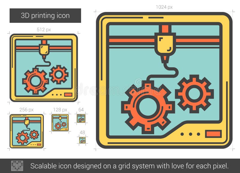 Three D Printing Line Icon. Stock Vector - Illustration of minimal ...