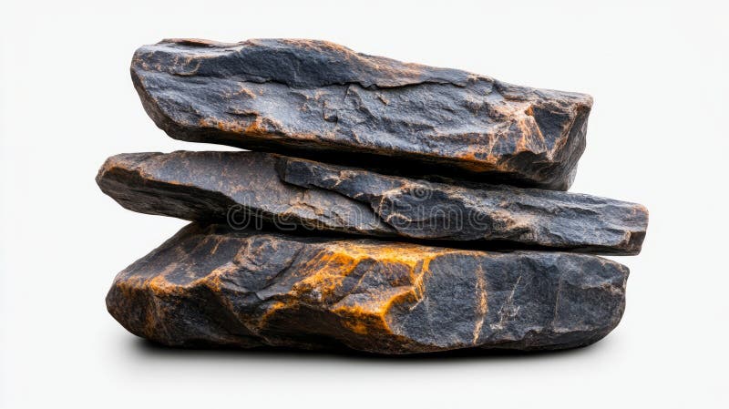 Stacked Dark Stones with Textured Surface on Light Background for ...