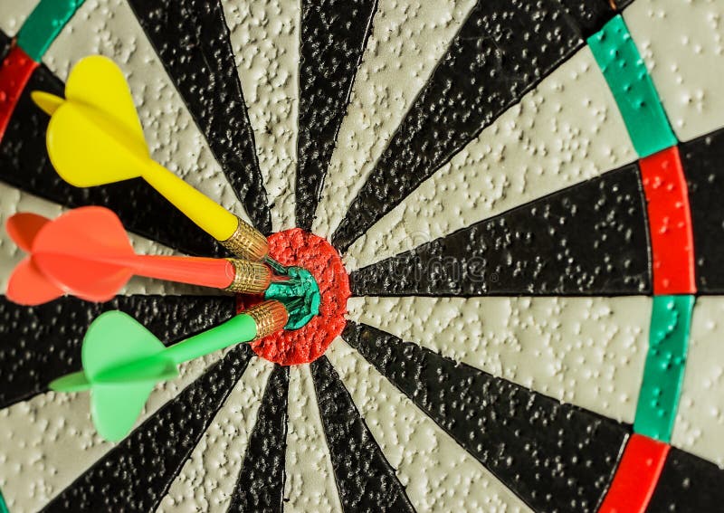 Three Darts in the Center of the Target Stock Image - Image of center ...