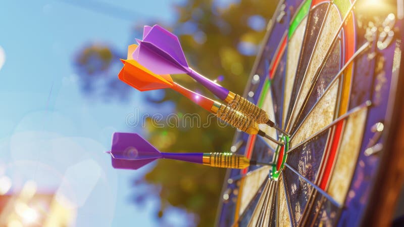 The Dartboard with Three Darts.AI Generated Image Stock Photo - Image ...