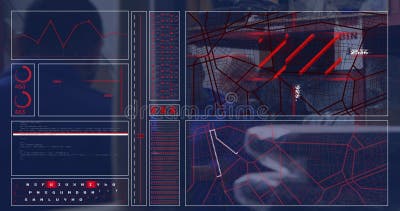 Three Data Analysts Monitoring Dashboard Interface in Dim Control Room ...