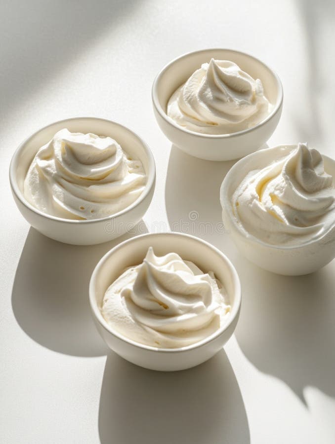Whipped Cream Bowls on Table Stock Photo - Image of party, dining ...