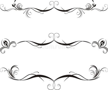 Three Decorative Floral Borders Stock Vector - Illustration of objects ...