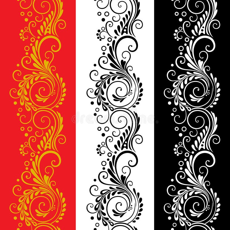 Three Decorative Flower Seamless Patterns Stock Vector - Illustration ...