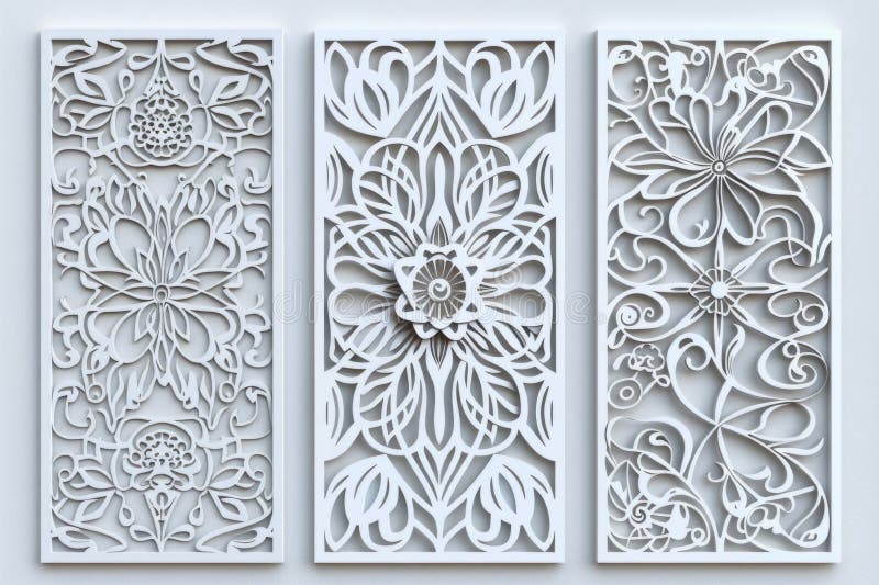 Three Decorative Panels on a Wall, Perfect for Interior Design Projects ...