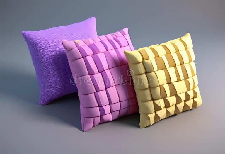 Three Decorative Pillows are Displayed, Showcasing Different Textures ...