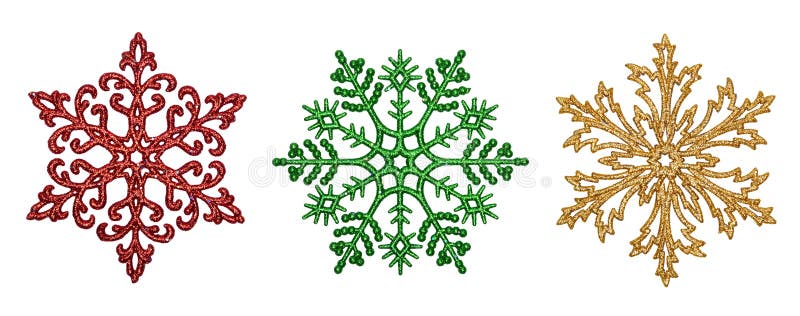 Three Decorative Snowflakes Stock Image - Image of element, colour ...