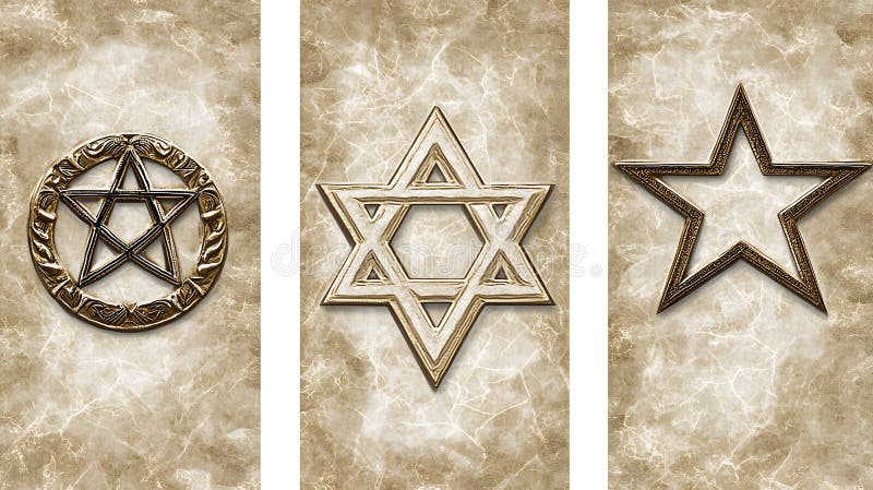 Three Decorative Star Symbols on Textured Background Stock Image ...