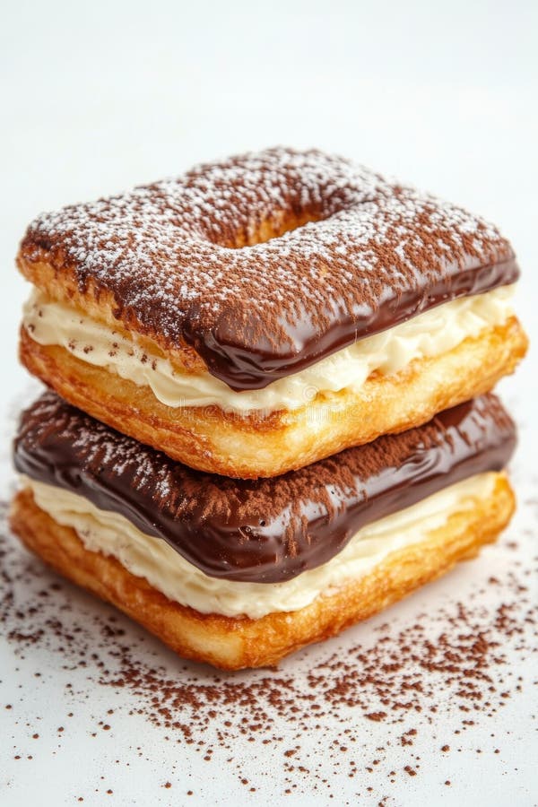 Three Delectable Chocolate-covered Donuts Stacked Enticingly ...