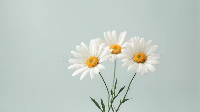 Three Delicate Daisy Blooms on a Soft Background Stock Image - Image of ...