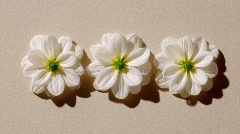 Three Delicate White Flowers on Beige Sand Stock Illustration ...