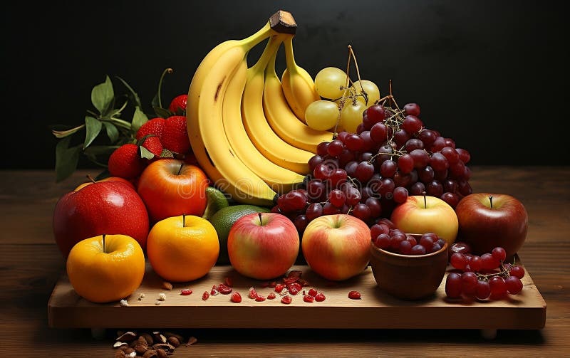 Three Delicious Fruits in One List. Generative by Ai Stock Illustration ...