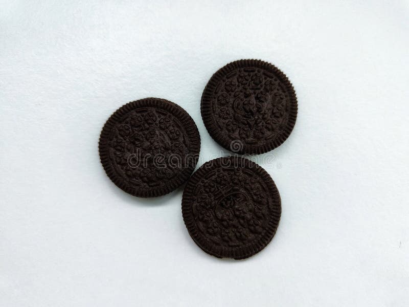 Three Delicious Looking Chocolate Biscuits White Background Stock ...