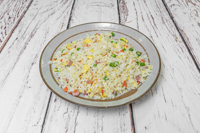 Three Delights Rice this Fried Rice Dish is Stock Image - Image of ...