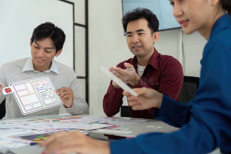 Collaboration and UX UI Design. a Diverse Group of Professionals ...