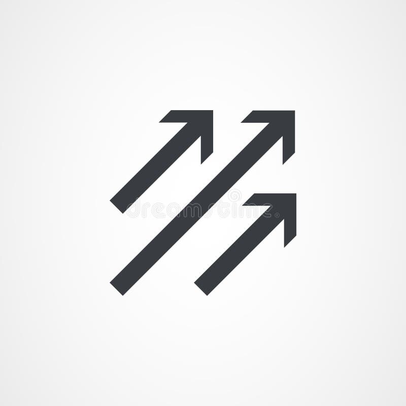 Three Diagonal Right Arrow Pointing Up, Arrow Icon Stock Illustration ...