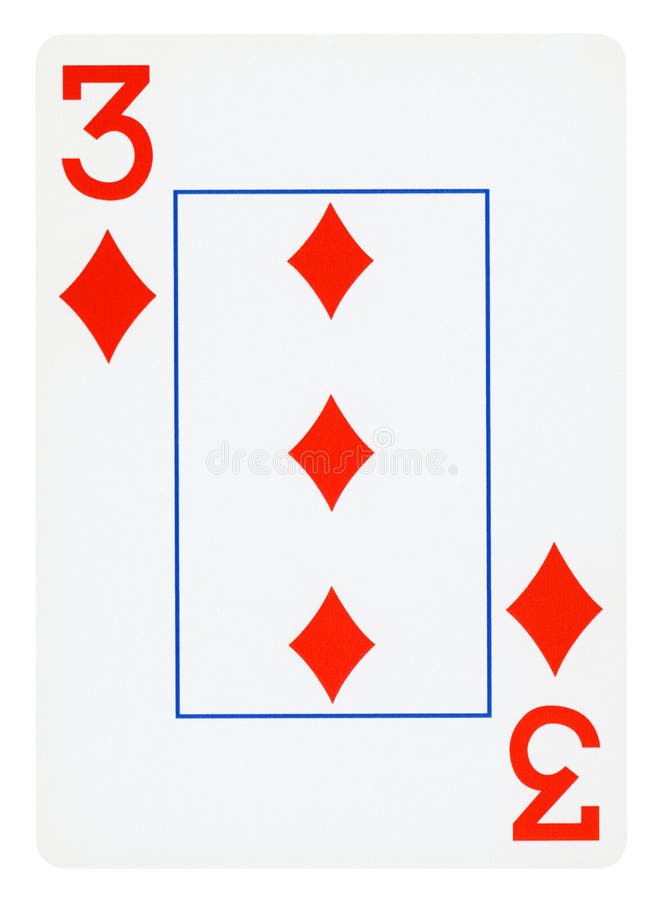 Three of Diamond Playing Card - Isolated on White Stock Photo - Image ...