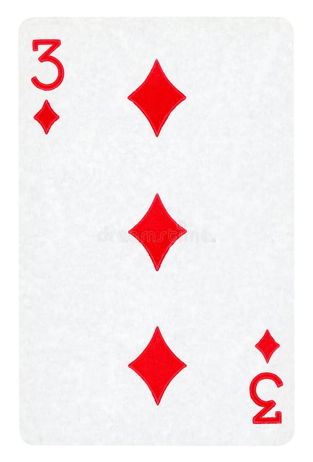 Three of Diamond Playing Card - Isolated on White Stock Photo - Image ...