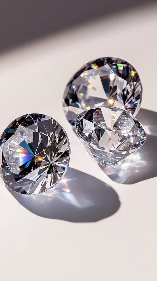 Three Diamonds on a White Surface with a Shadow Stock Image - Image of ...