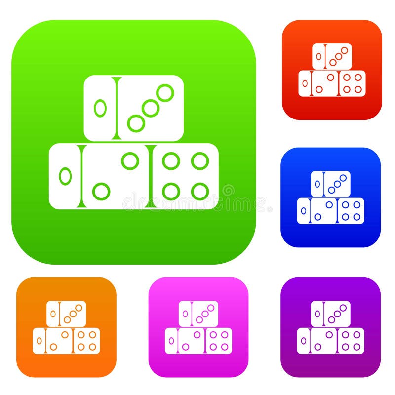 Three dice cubes icons set stock vector. Illustration of flat - 96501678