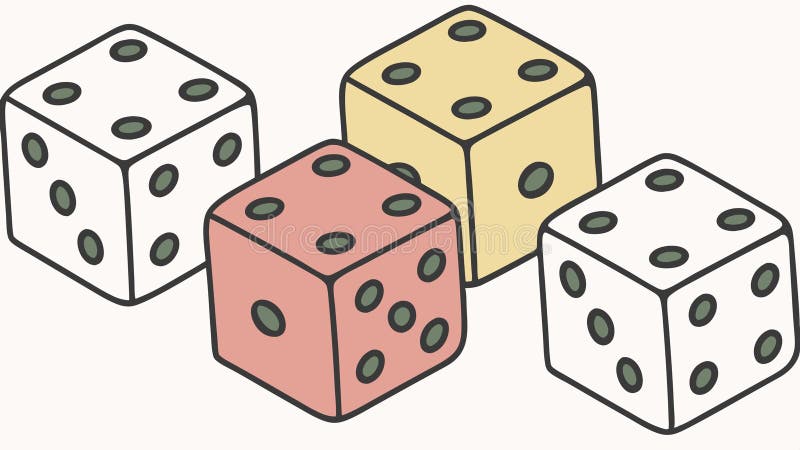 Three Dice Hand-Drawn Vector Illustration Gaming Icon, Vector Design ...