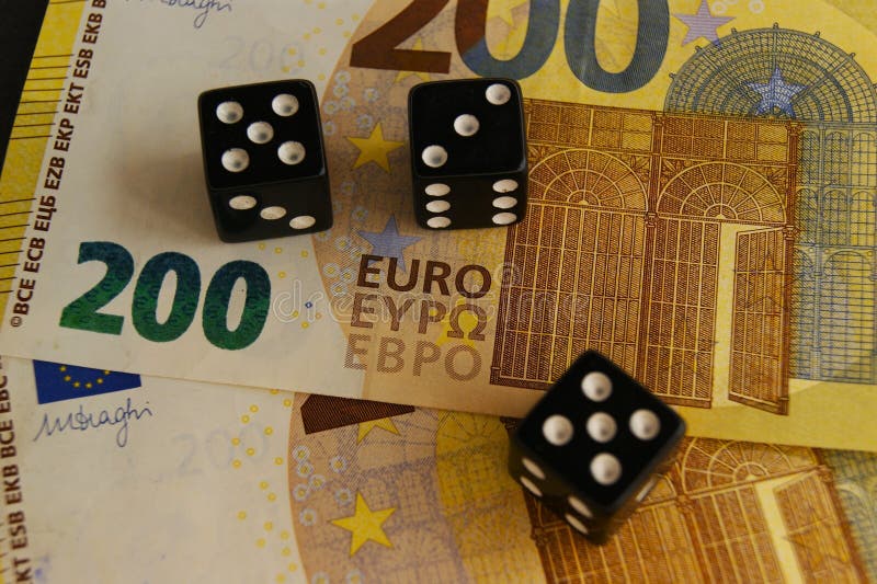 Three Dice on New 200 Euro Banknotes, Close Up. Stock Image - Image of ...