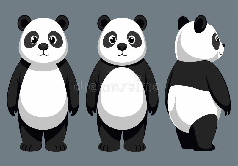 Three Different Angles of a Panda Bear Stock Illustration ...